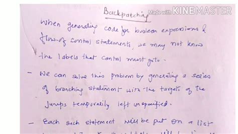 Concept Of Backpatching Lecture 71 Compiler Design Youtube