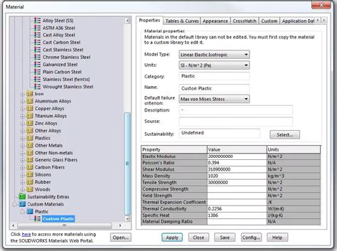 solidworks simulation material properties goengineer