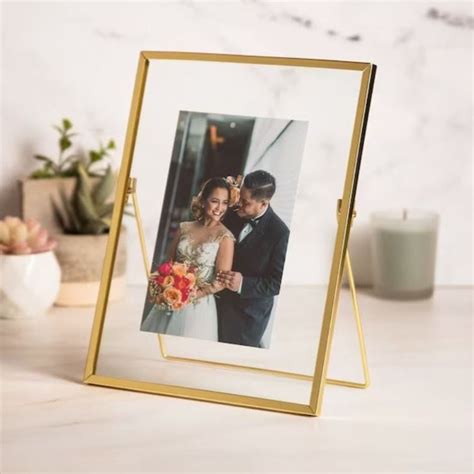 Gold Glass Frame Photo Printing Optional Picture Frame Etsy Picture