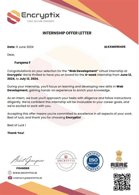 Furqana Hussain On Linkedin Internship Webdevelopment Encriptix