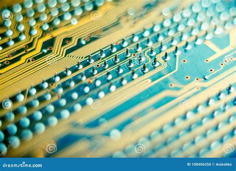 electronic board with semiconductor elements closeup concept of the