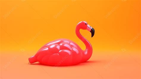 무료 플라밍고 재미있는 3d 렌더링된 풍선은 여름 장식에 적합한 격리된 주황색 배경 위에 쉽게 떠다닙니다 ppt 배경