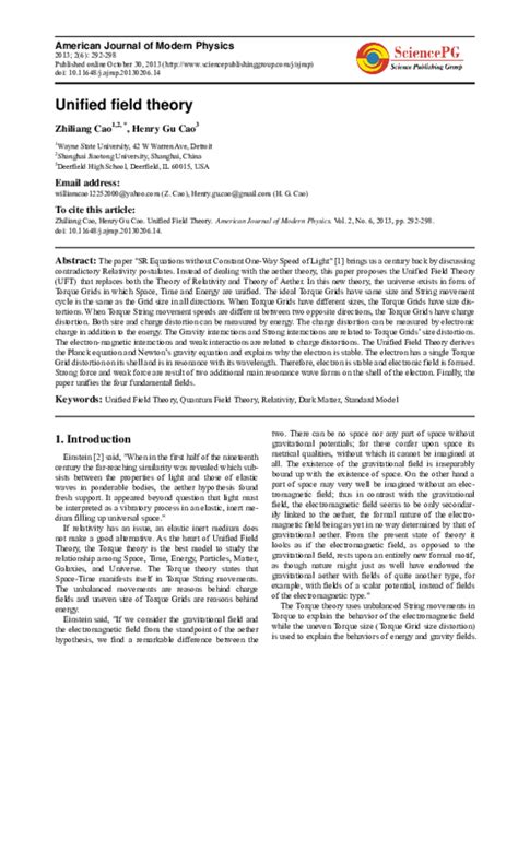 Pdf Unified Field Theory