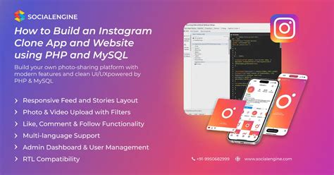 how to build an instagram clone app and website using php and mysql