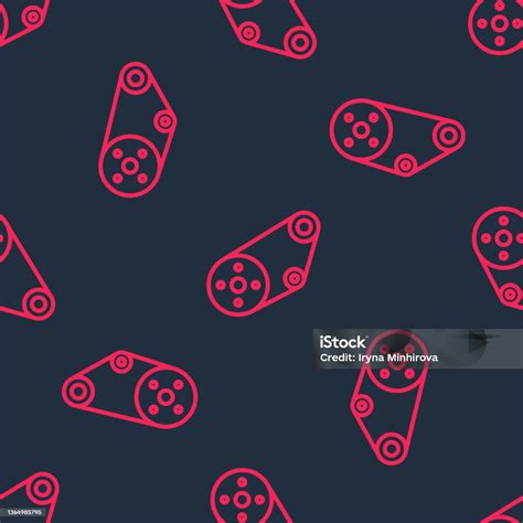 레드 라인 타이밍 벨트 키트 아이콘 블랙 백에 절연 매끄러운 패턴 벡터 고무에 대한 스톡 벡터 아트 및 기타 이미지 고무