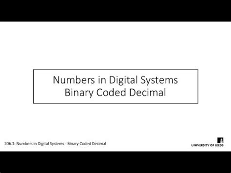 Numbers in Digital Systems: Binary Coded Decimal - YouTube