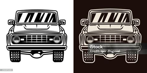 오프로드 자동차 정면도 두 가지 스타일의 개체 세트 벡터 일러스트 레이 션 벡터에 대한 스톡 벡터 아트 및 기타 이미지 벡터 트럭 Brand Name Domestic