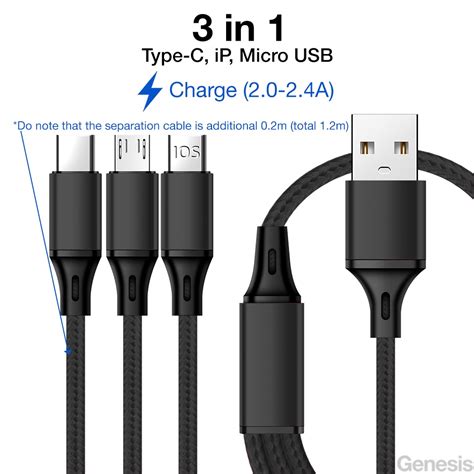 Genesis Type C Fast Charging Cable USB W Charge A A IP PD Micro In Phone Charger Wire