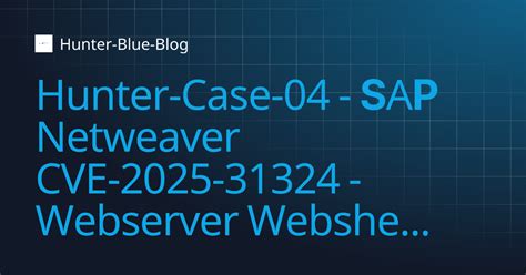 Hunter Case 04 Sap Netweaver Cve 2025 31324 Webserver Webshells