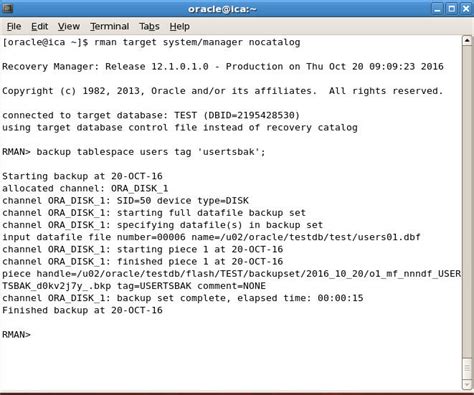 Taking Partial Backup Of Database Using Rman