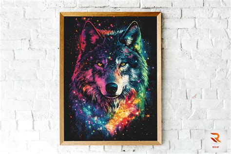 Amazing Galaxy And Wolf Wall Art Graphic By Ricco Art · Creative Fabrica