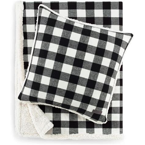 Eddie Bauer Throw Blanket With Pillow Reversible Flannelsherpa Bedding