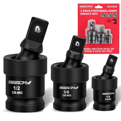 Sedy 3 Piece Universal Impact Swivel Socket Set Cr Mo Steel Sedyonline