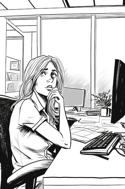 Premium Ai Image Illustration Of A Woman Sitting At A Desk With A Computer Generative Ai