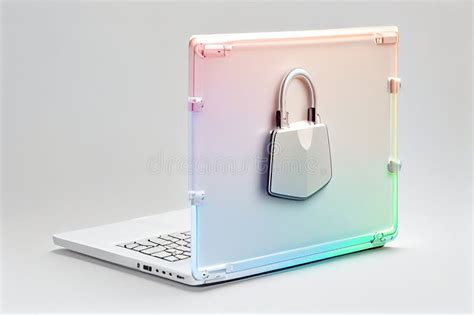 Computer On A Light Background With Lock As A Concept Of Cyber Security And Protecting Sensitive