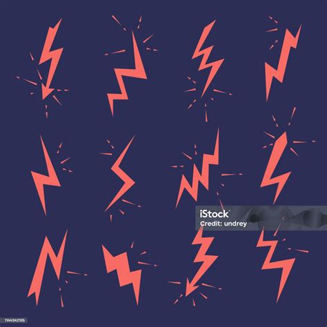 번개 볼트 아이콘의 집합입니다 천둥 볼트 전압 전기 플래시 및 전원 표지판 개체 그룹에 대한 스톡 벡터 아트 및 기타 이미지 개체 그룹 경계 표지 계절 Istock