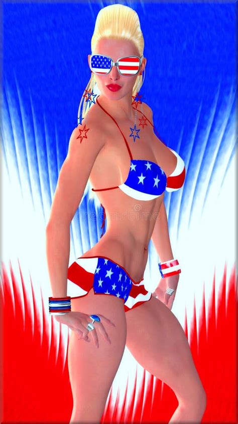 4th Of July Sexyblonde American Girl Stock Illustration