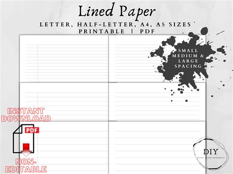 Bundle Lined Paperlined Paper Printable Lined Paper Pdf A5 Paper