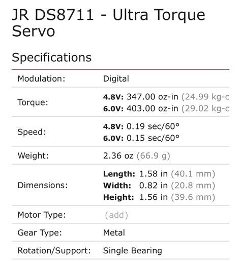 pair of jr ds8711 ultra torque servos 403oz and 15sec r c tech forums