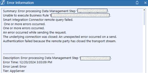 Smart Integration Connector Sic Error Onestream Community