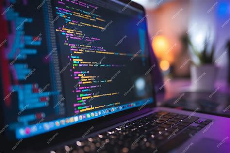 Coding Workspace Vibrant Display Of Computer Code On Laptop Screen