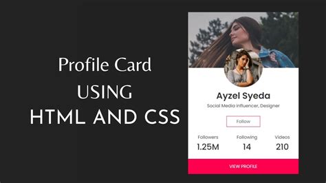 How To Make Profile Card Design For Website Using HTML And CSS YouTube