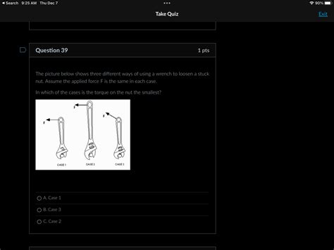 Solved Search 9 25 Am Thu Dec 7 Take Quiz Exit Question 39 1 Pts The
