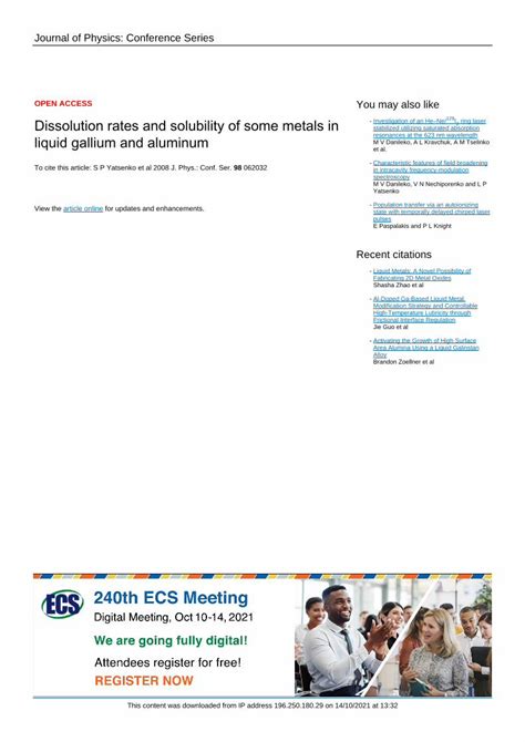 Pdf Dissolution Rates And Solubility Of Some Metals In Liquid Gallium Dokumen Tips