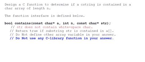 Solved Design A C Function To Determine If A Cstring Is