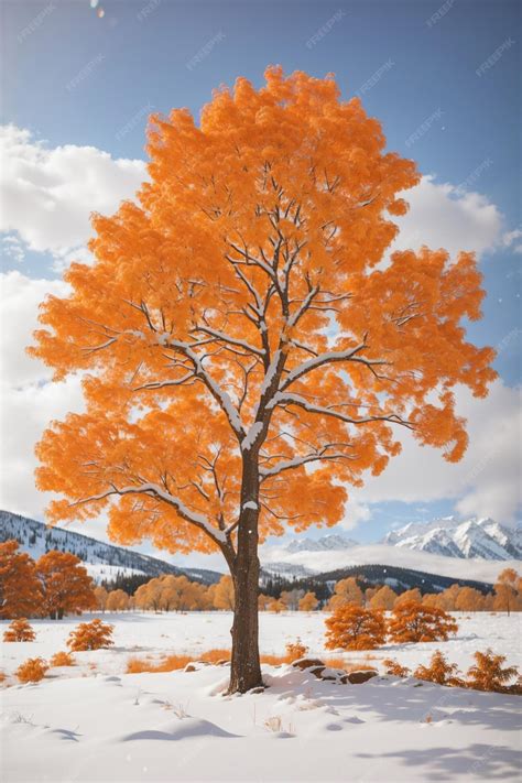 Premium Photo Orange Colour Tree And Pink Colour Tree