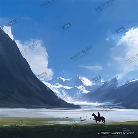 Ai创作图喀纳斯插画 蓝色的伊犁马 新疆草原插画 风景插画壁纸 荒野黄昏插画 草原风光插画 新疆风景插画 手绘草原草雪山 插画高原 新疆牧场插画 青藏高原插画 插画风景画 高原插画 内蒙草原