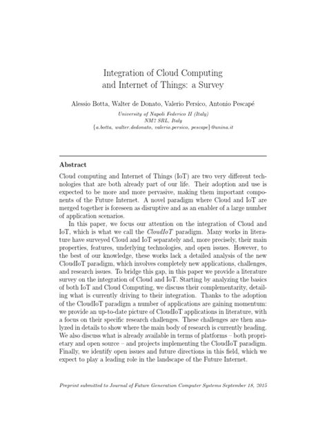 Integration Of Cloud Computing And Internet Of Things A Survey Pdf
