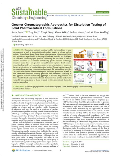 Pdf Greener Chromatographic Approaches For Dissolution Testing Of