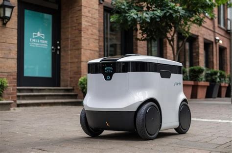 Premium Photo Autonomous Delivery Robots On City Sidewalk