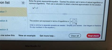 Solved Solve The Given Exponential Equation Express The Chegg