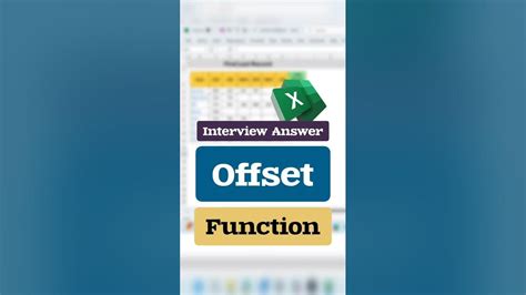 Offset Function In Excel Excel Function Ytshorts Shorts Youtube