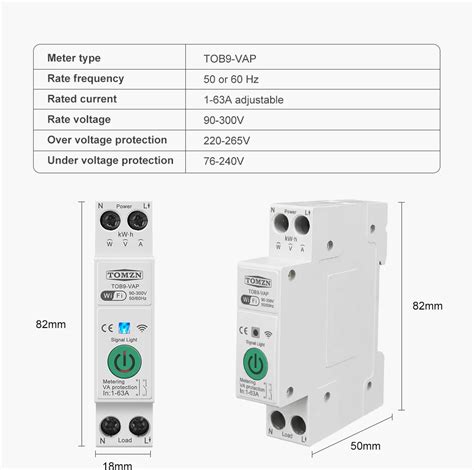 Tomzn 63a 1p N Wifi Smart Switch Energy Meter Kwh Metering Monitoring Timer Relay Mcb Tuya
