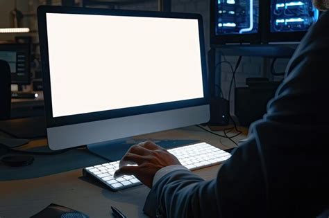 Businessman Texting Chromakey Computer Keyboard At Office Closeup Man