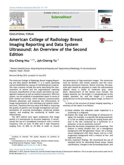 Pdf American College Of Radiology Breast Imaging Reporting And Data