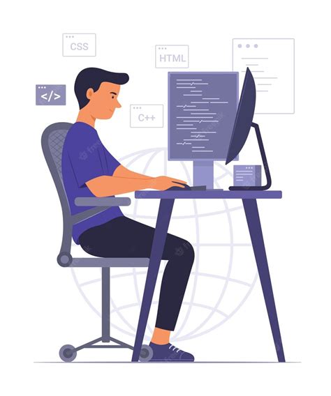 Premium Vector Programmer Man Process Coding For Software Development Concept Illustration