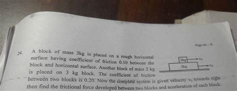 Page No 524 A Block Of Mass 3 Kg Is Placed On A Rough Horizontal Sur