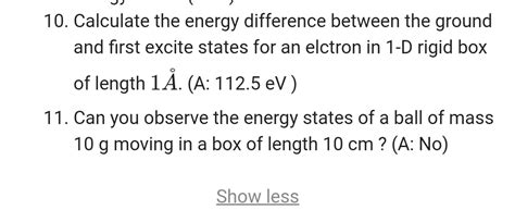 Calculate The Energy Difference Between The Ground And First Excite State