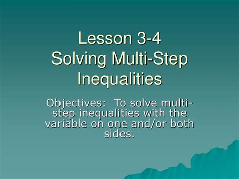 PPT Lesson Solving Multi Step Inequalities PowerPoint Presentation ID