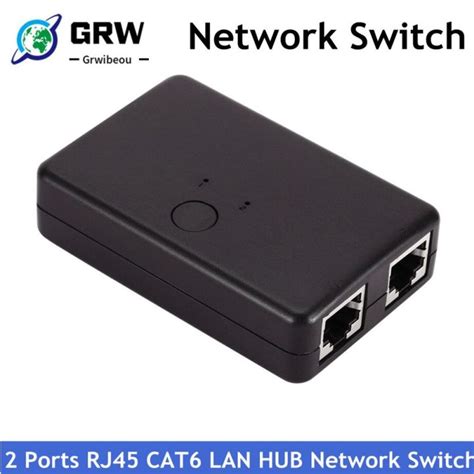 Grwibeou 2 Ports Rj45 Cat6 Lan Hub Network Switch Box Selector For