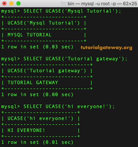 MySQL UCASE Function