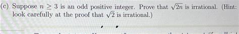 Solved C Suppose N Is An Odd Positive Integer Prove Chegg
