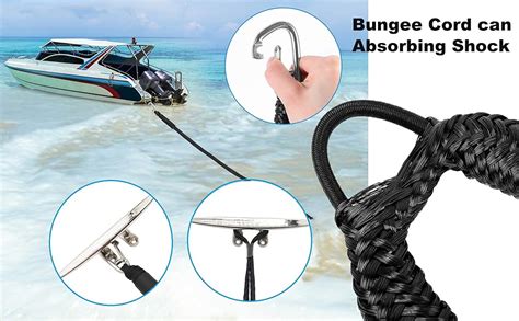 3ft Black Bungee Dock Lines Boat Mooring Ropes Docking Boat