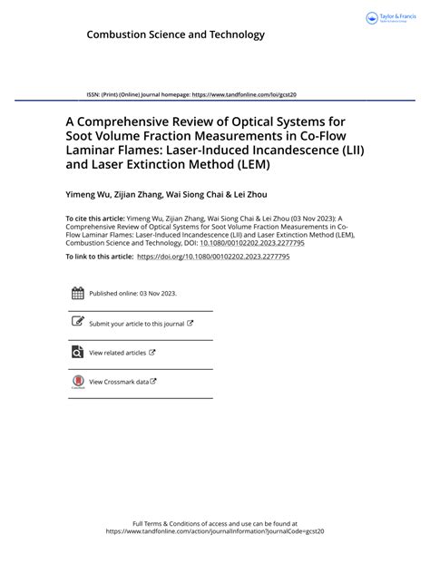Pdf A Comprehensive Review Of Optical Systems For Soot Volume