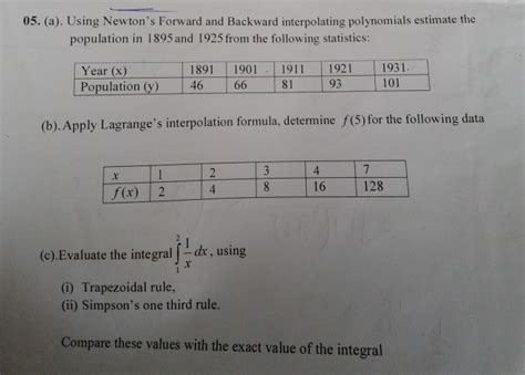 solved 05 a using newton s forward and backward