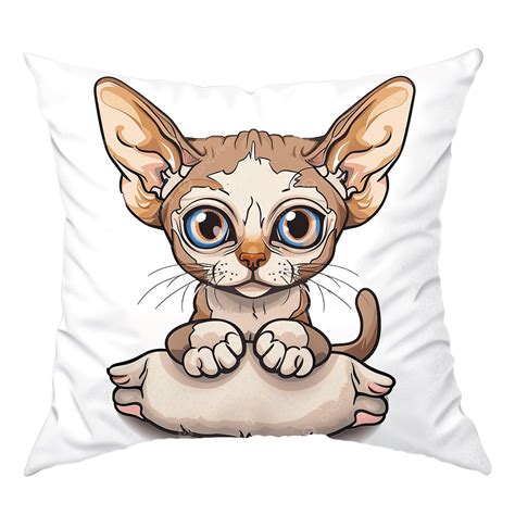 Lindo Dibujo Animado Del Gato Devon Rex En La Almohada Png Dibujos